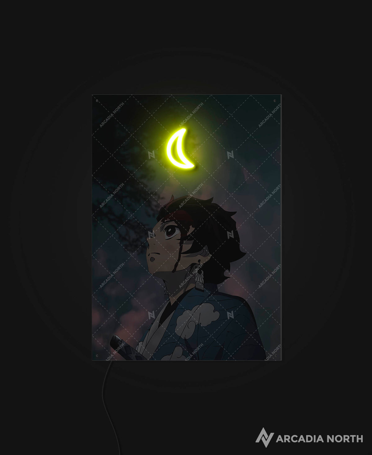 Demon Slayer | Tanjiro Crescent Moon - AURALIGHT™ LED Poster