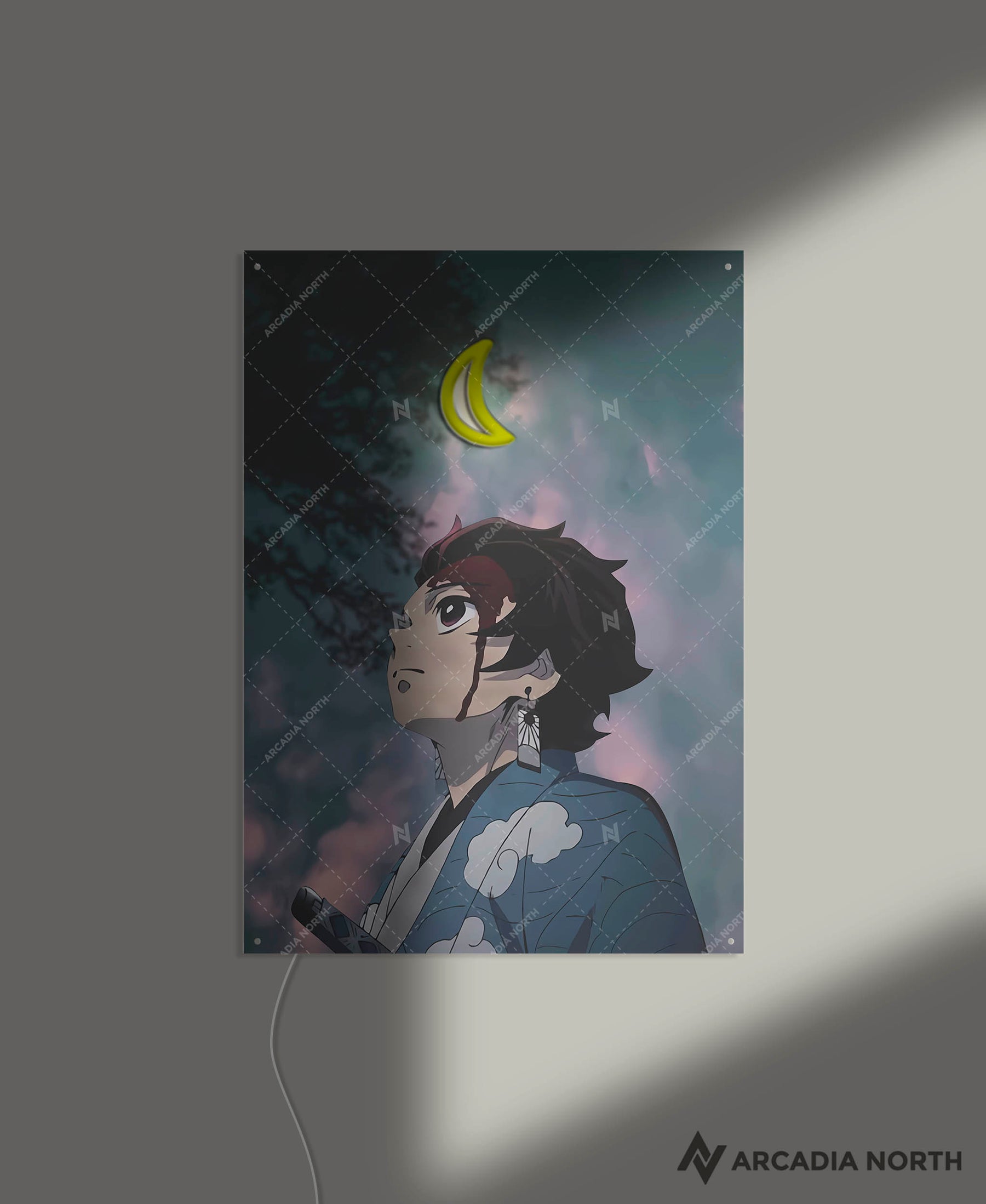 Demon Slayer | Tanjiro Crescent Moon - AURALIGHT™ LED Poster