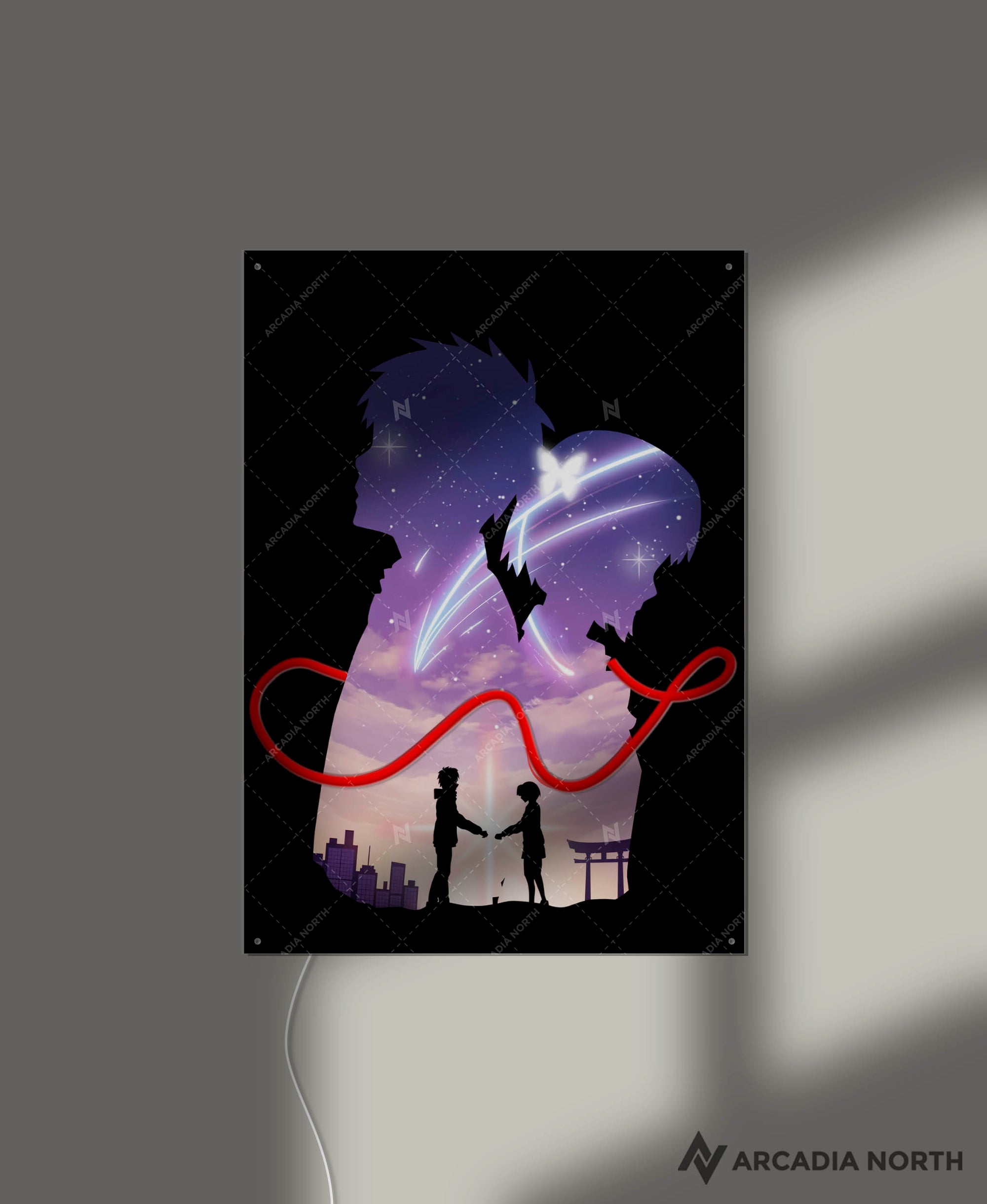 Your Name [Kimi no Na wa] | Red String of Fate - Black - AURALIGHT™ LED Poster